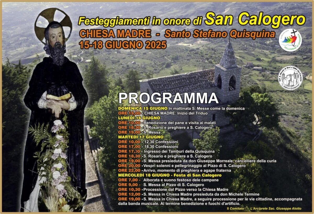 Festa di San Calogero 2025 a Santo Stefano Quisquina: il programma ...